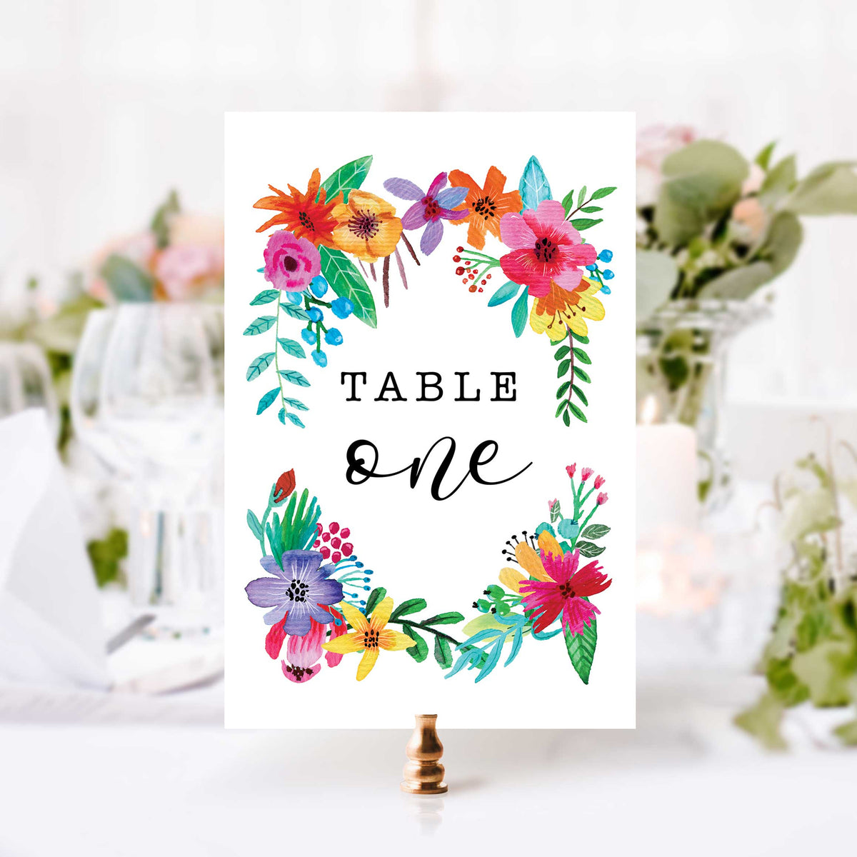Colourful Flowers Table Name / Number Cards – Emmy Designs