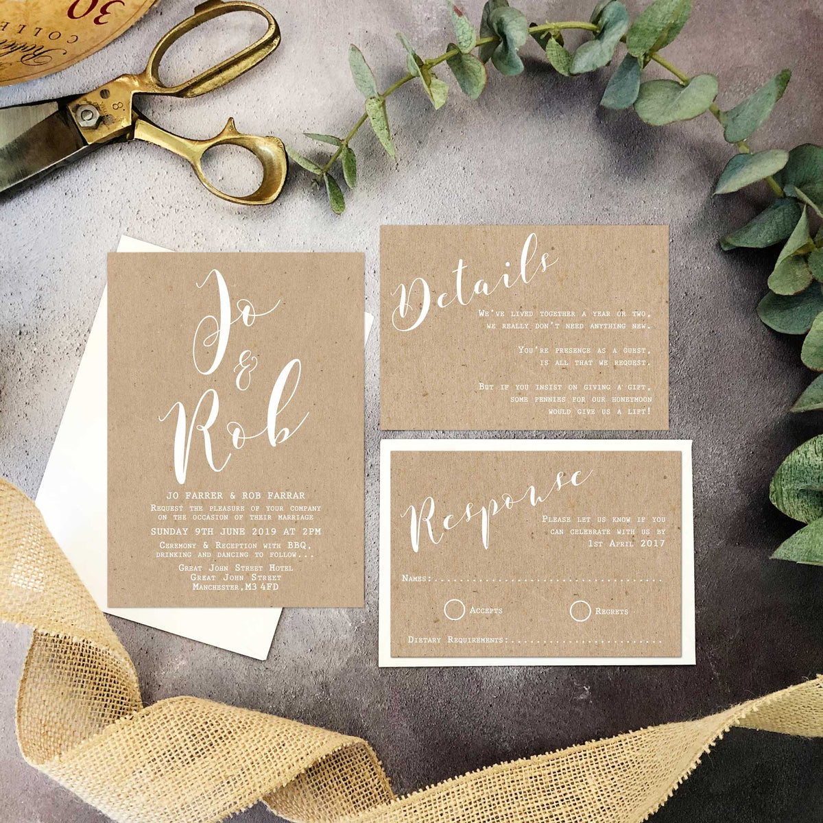 Kraft paper invitations store