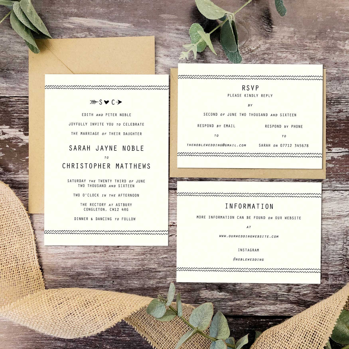 Modern Chevron Wedding Invitation – Emmy Designs