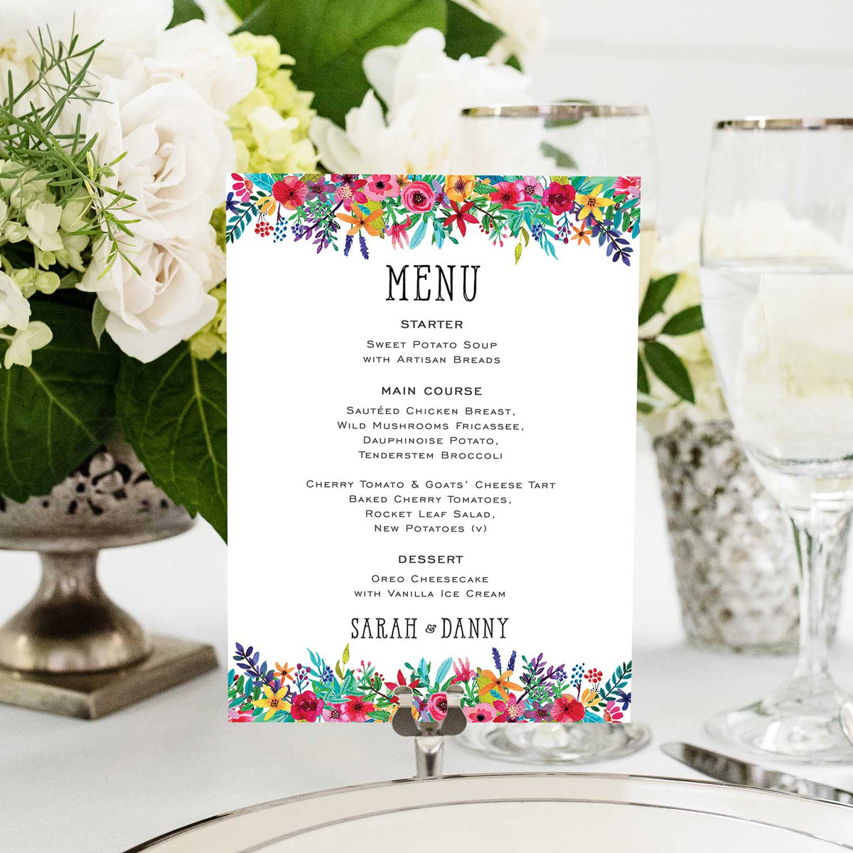 Blooming Colourful Menu Cards – Emmy Designs