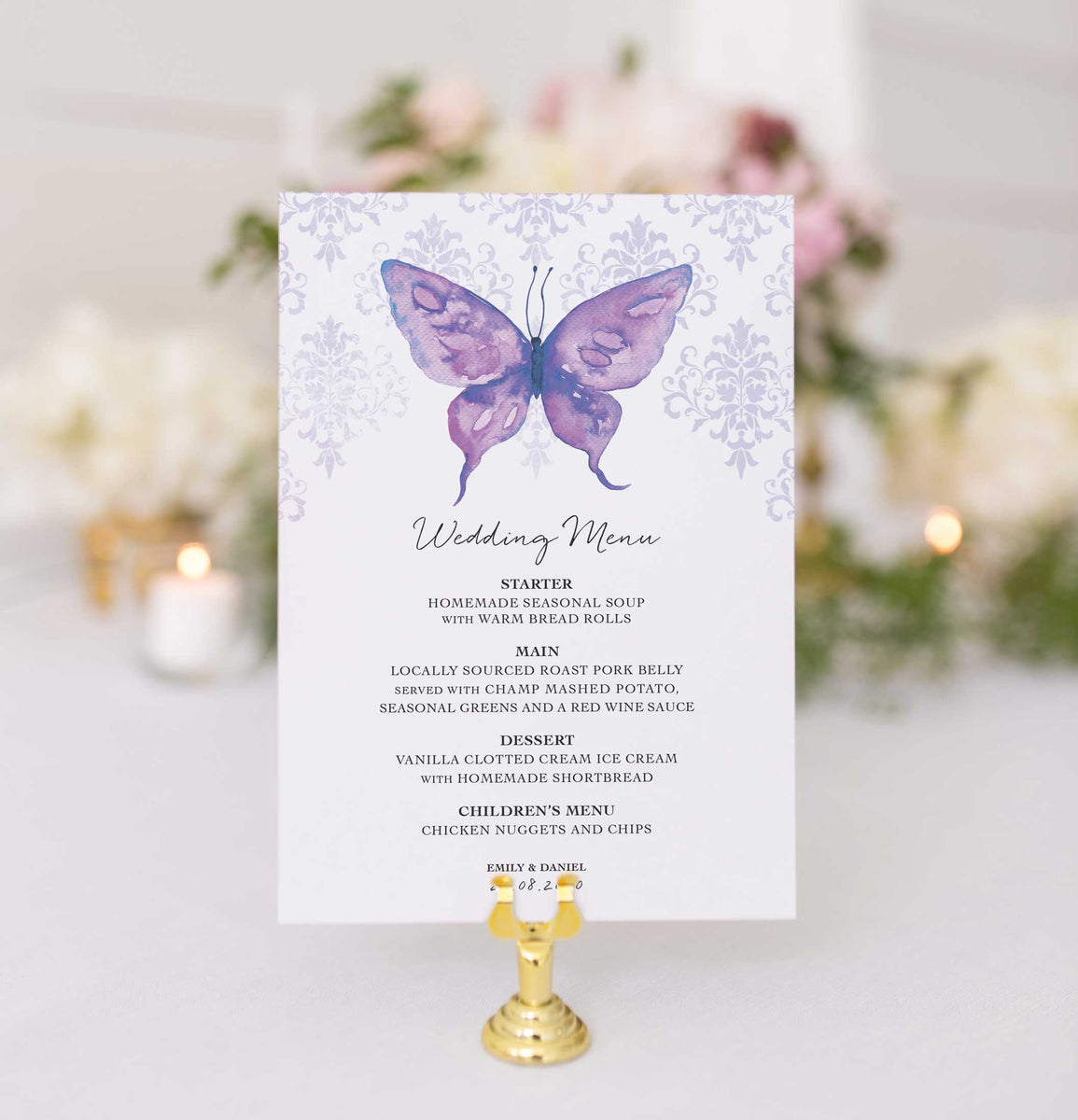 Butterfly Love Menu Cards – Emmy Designs