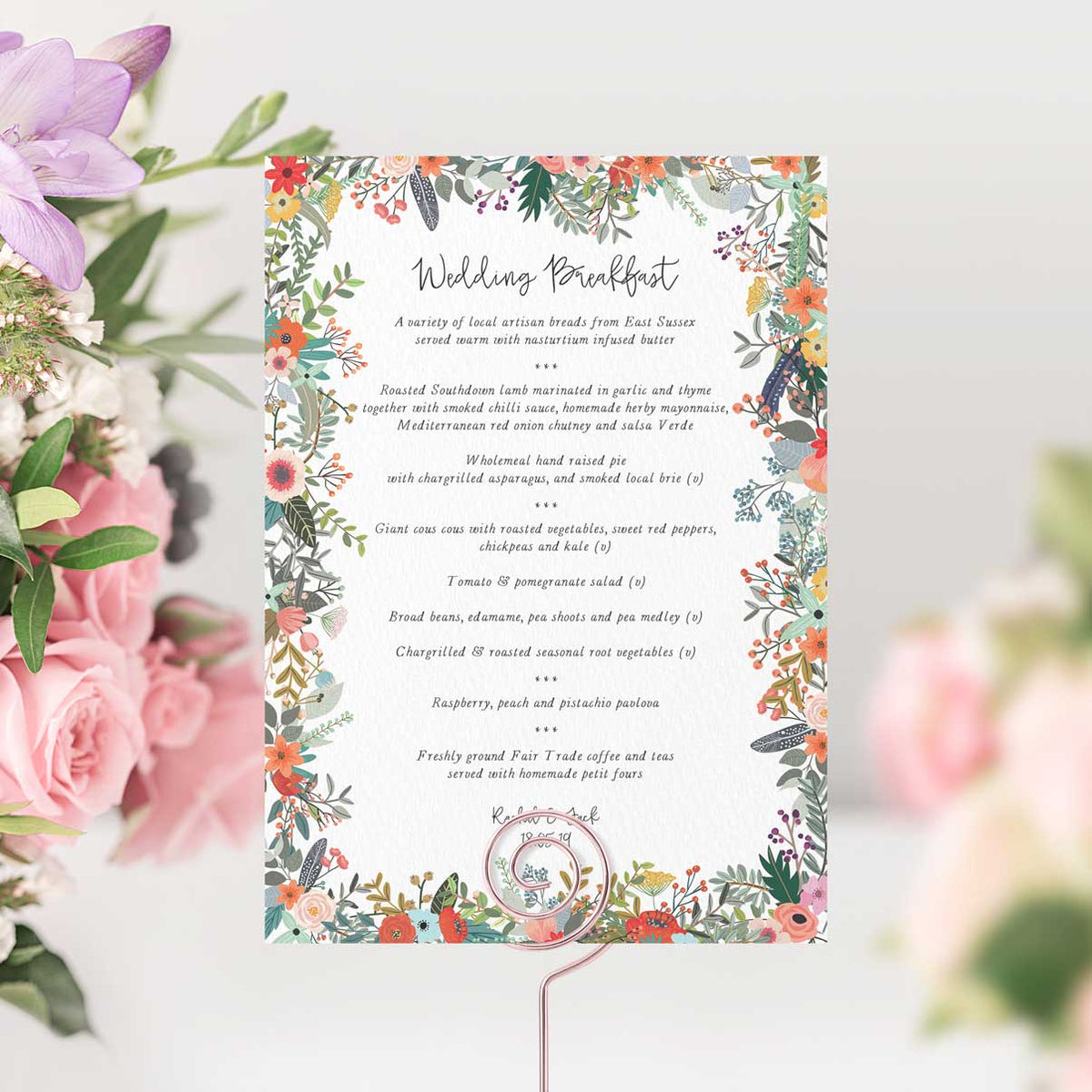 Country Garden Menu Cards – Emmy Designs