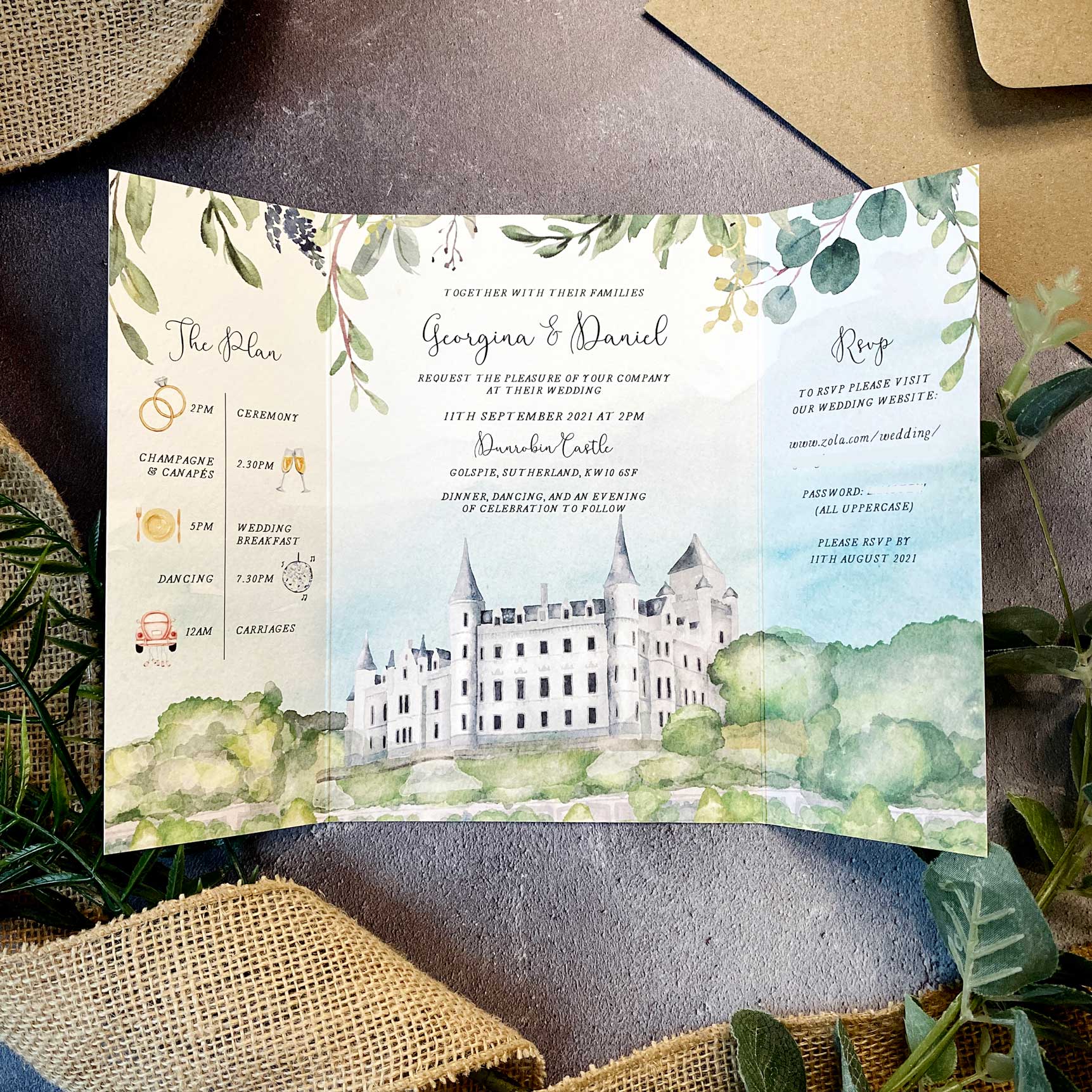Bespoke Gate-fold Wedding Invitation – Emmy Designs