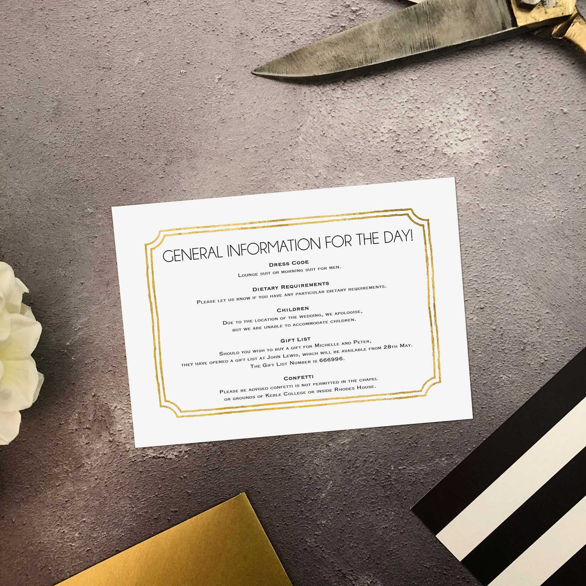 Glam Gold Wedding Invitation – Emmy Designs