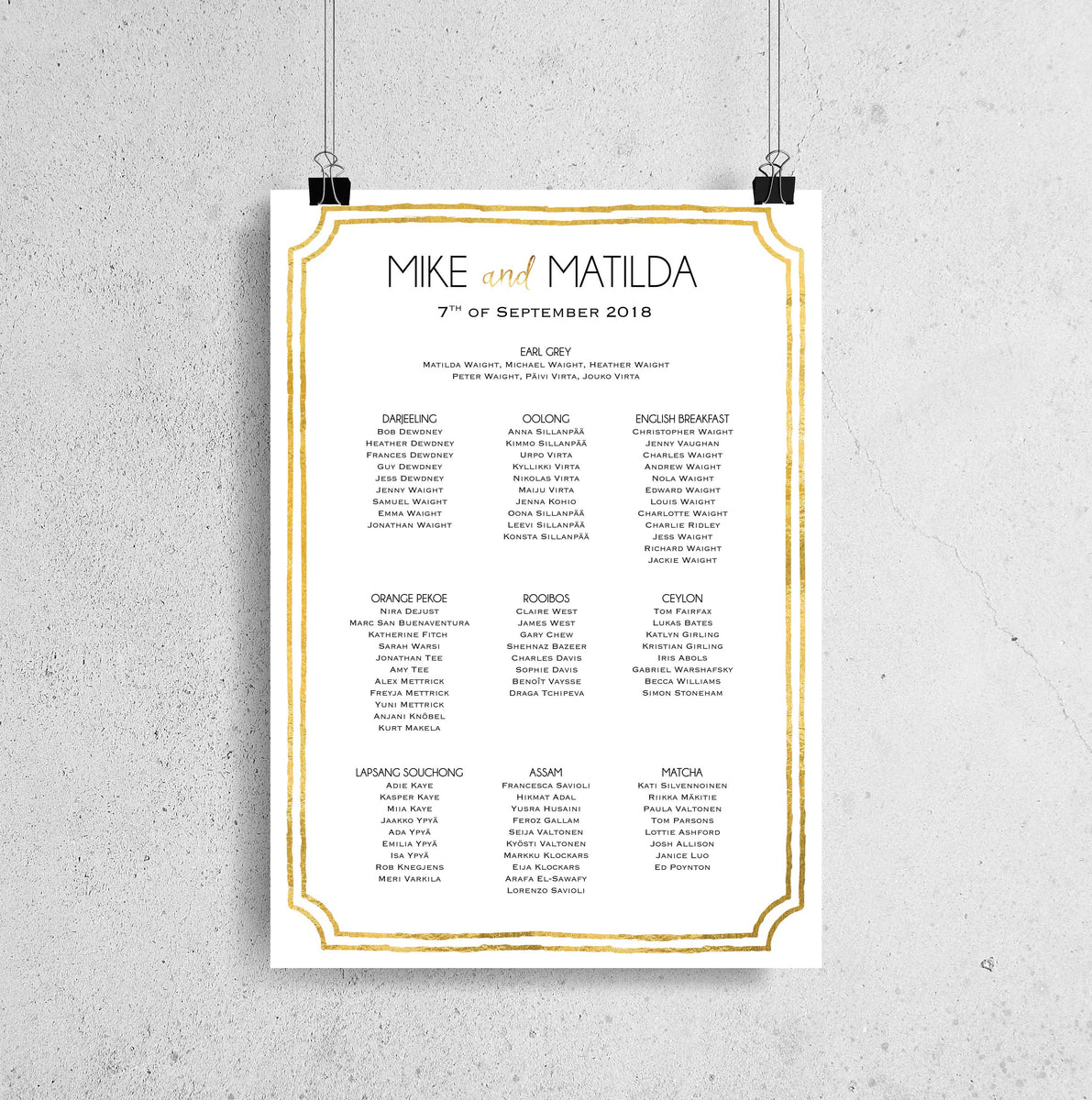 Glam Gold Table Plan – Emmy Designs