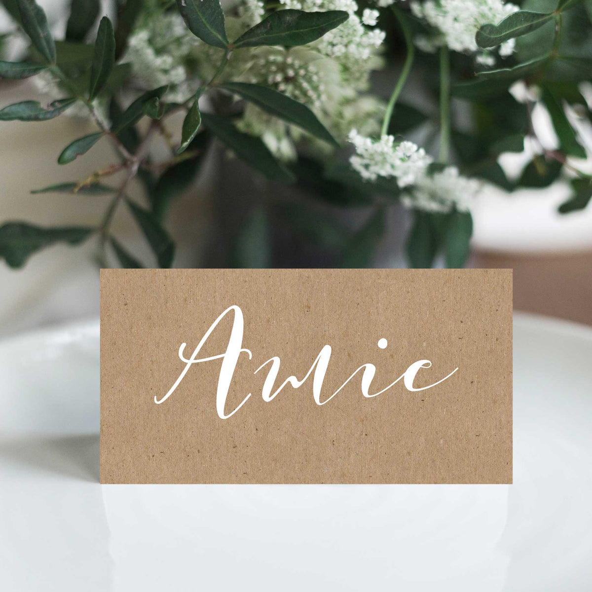 Kraft Calligraphy Folded Name Card – Emmy Designs