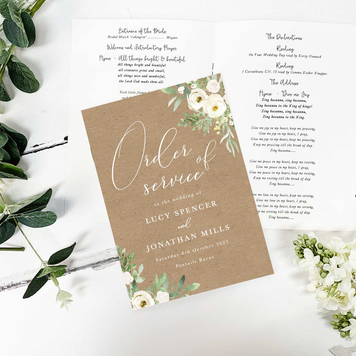 Kraft Elegance Order of Service – Emmy Designs