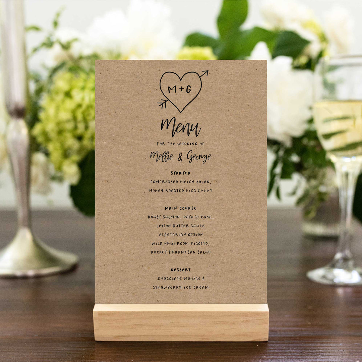 Kraft Heart Menu Cards – Emmy Designs