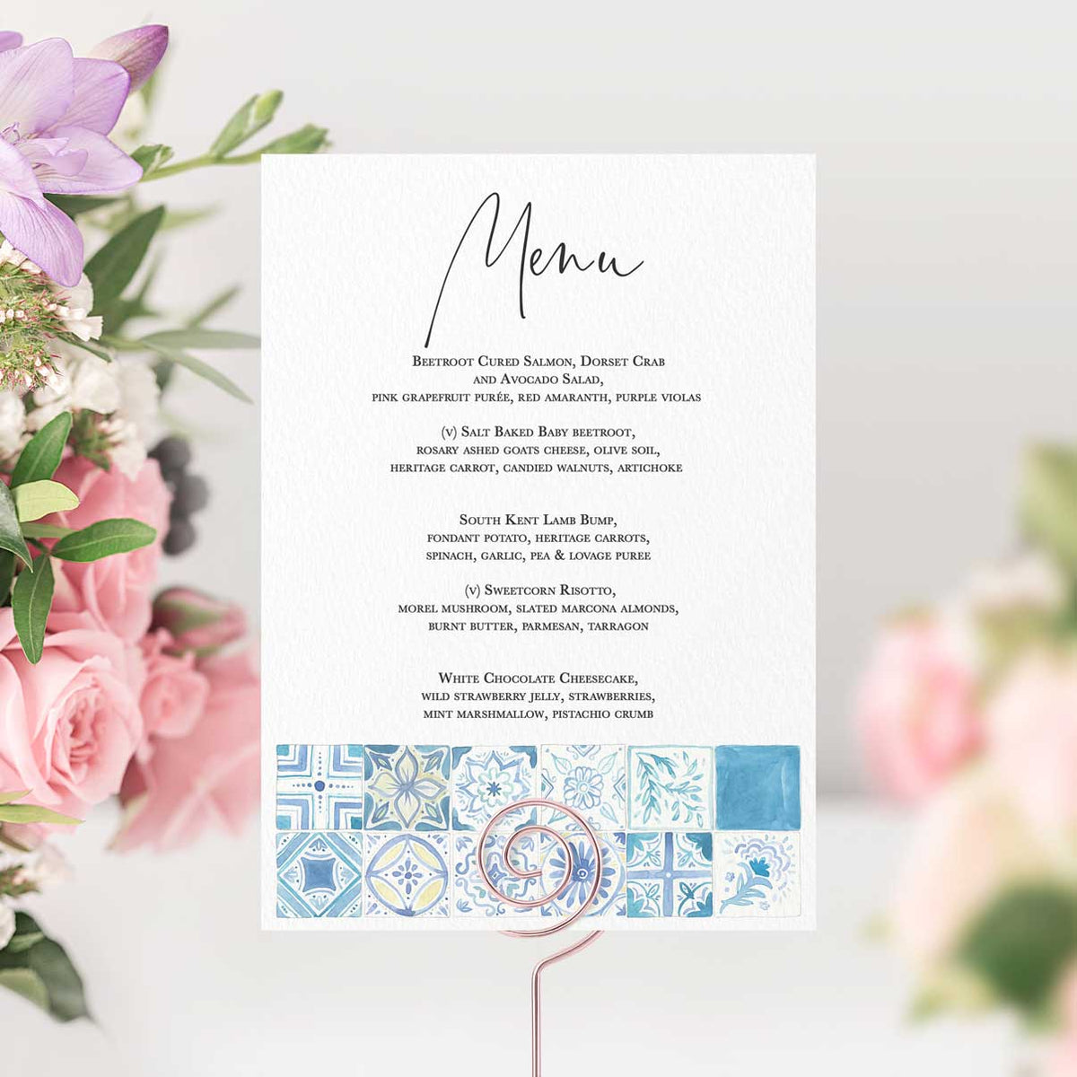 Mediterranean Tiles Menu Cards – Emmy Designs