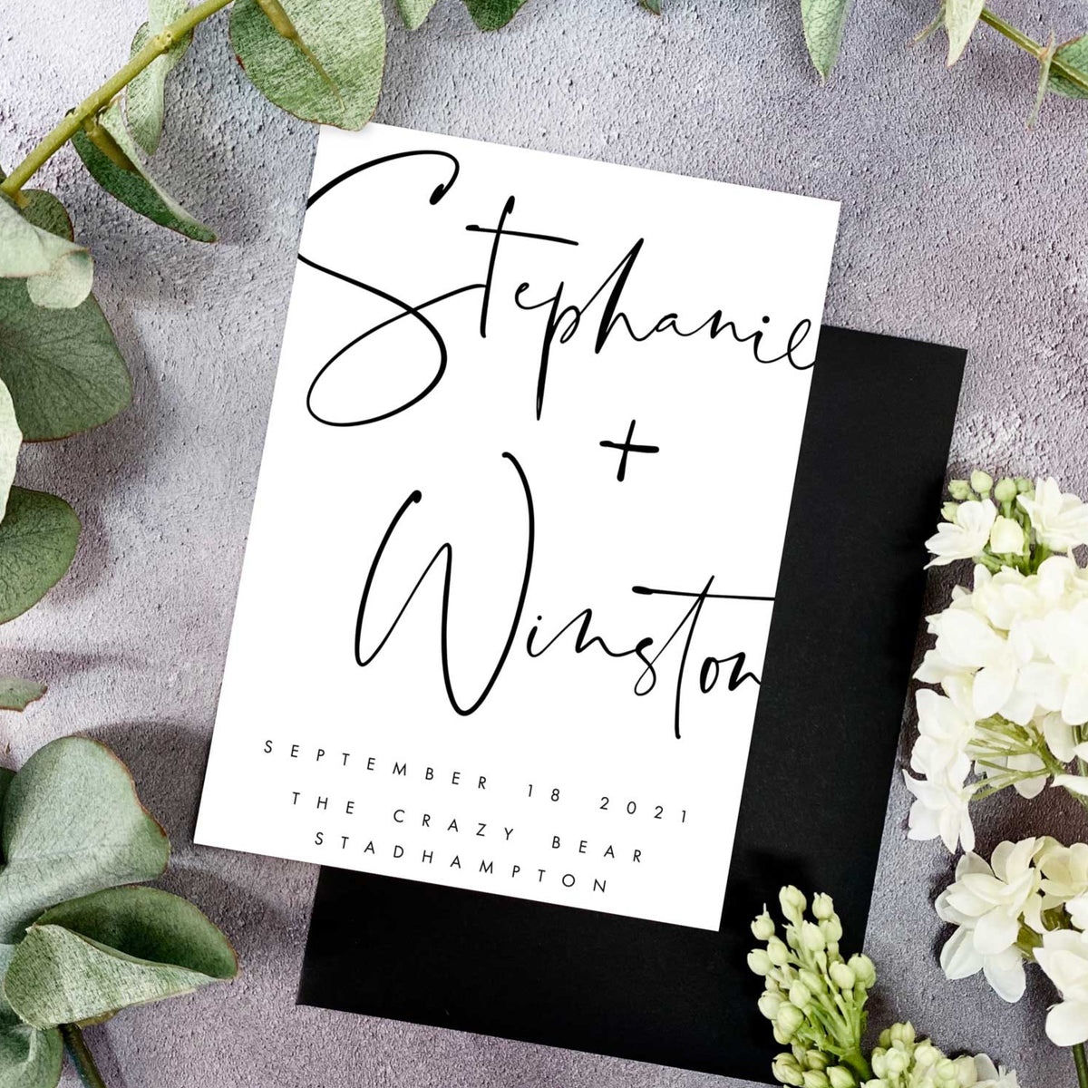 Minimal Script Wedding Invitation – Emmy Designs