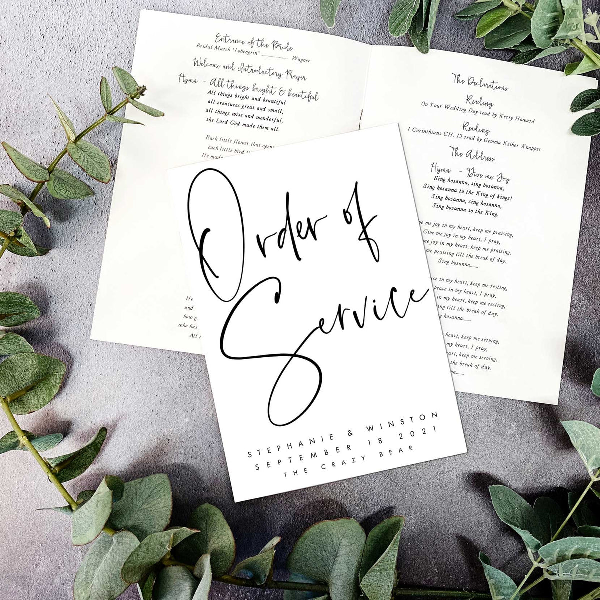 Minimal Script Order of Service – Emmy Designs