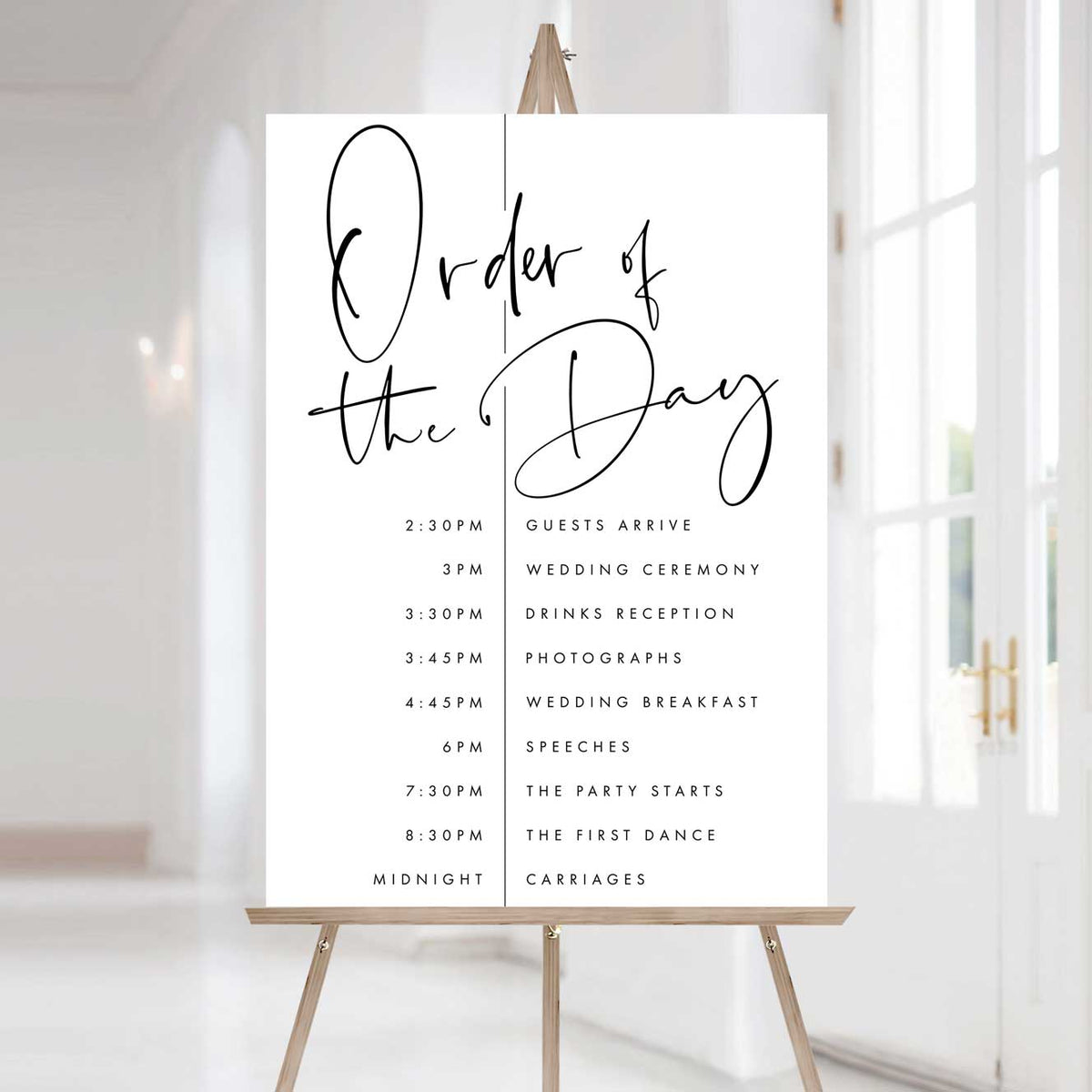 Minimal Script Order of the Day Sign – Emmy Designs