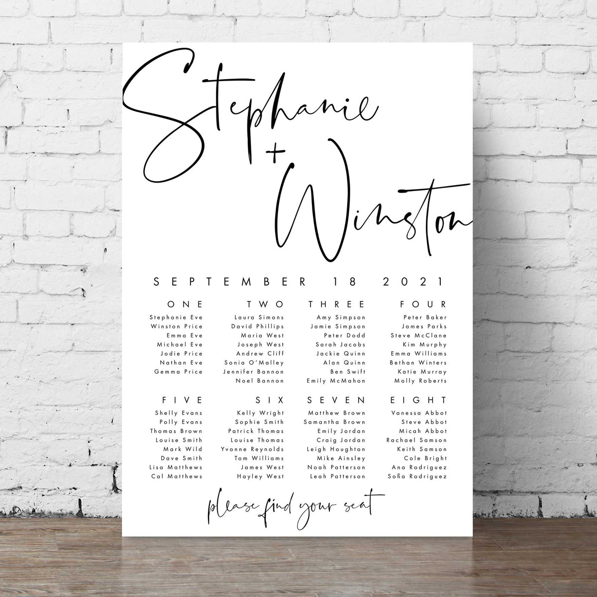 Minimal Script Table Plan – Emmy Designs