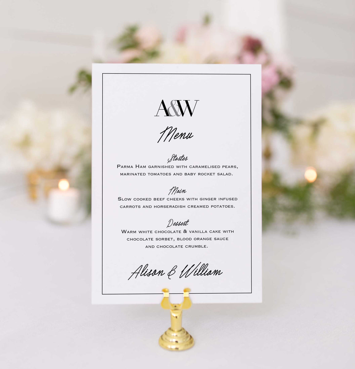 Modern Monogram Menu Cards – Emmy Designs