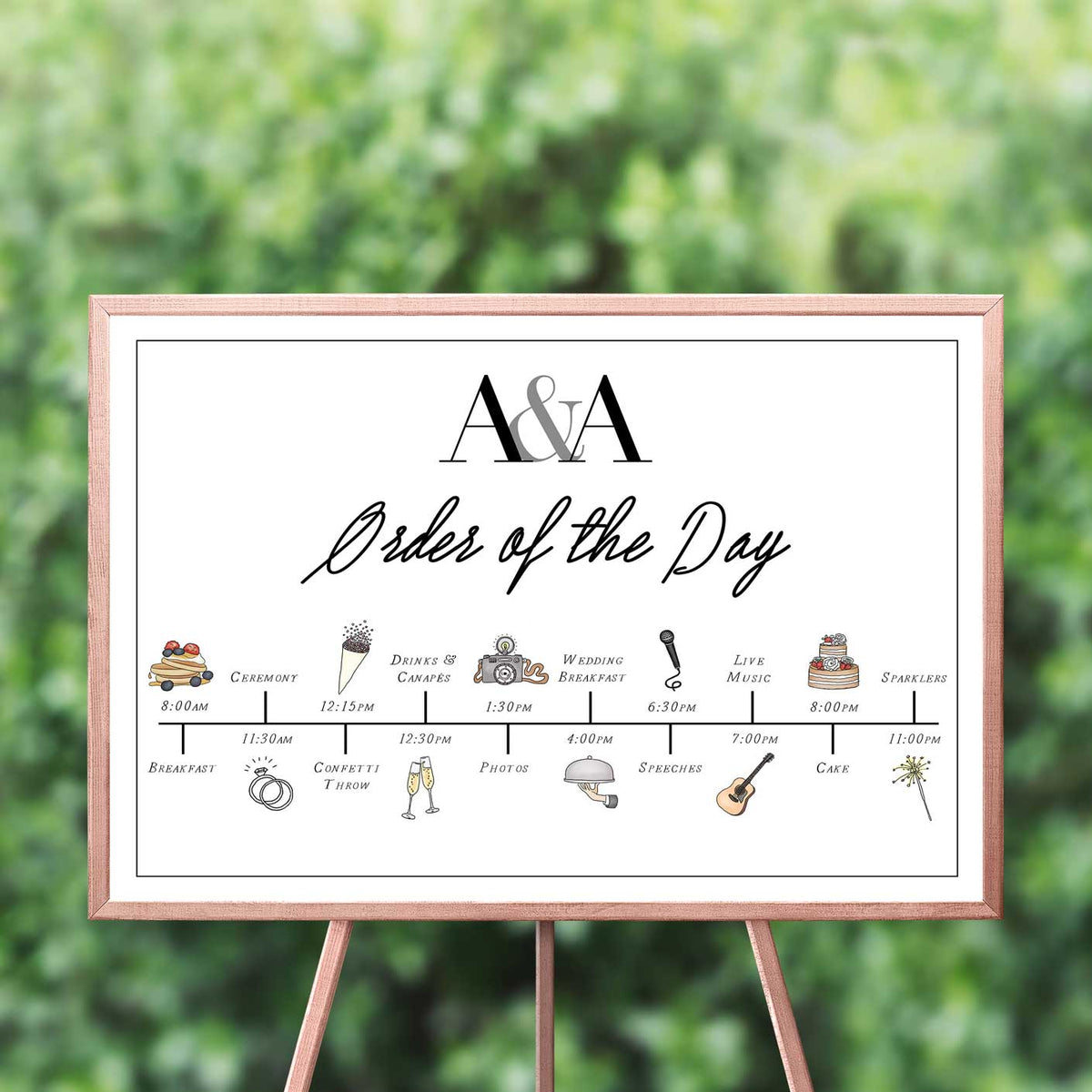 Modern Monogram Order of the Day Sign – Emmy Designs