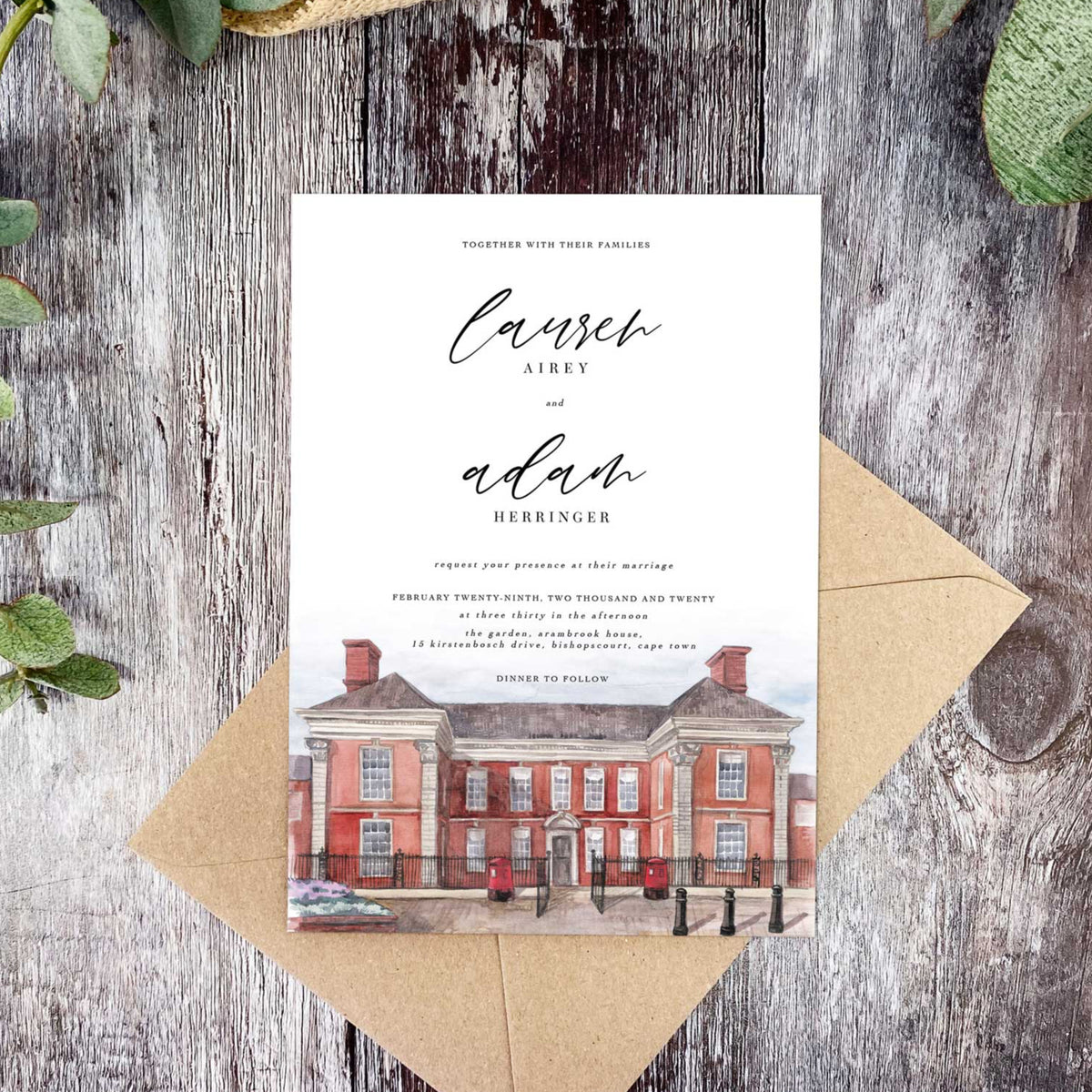 Illustrated Venue Wedding Invitation – Emmy Designs
