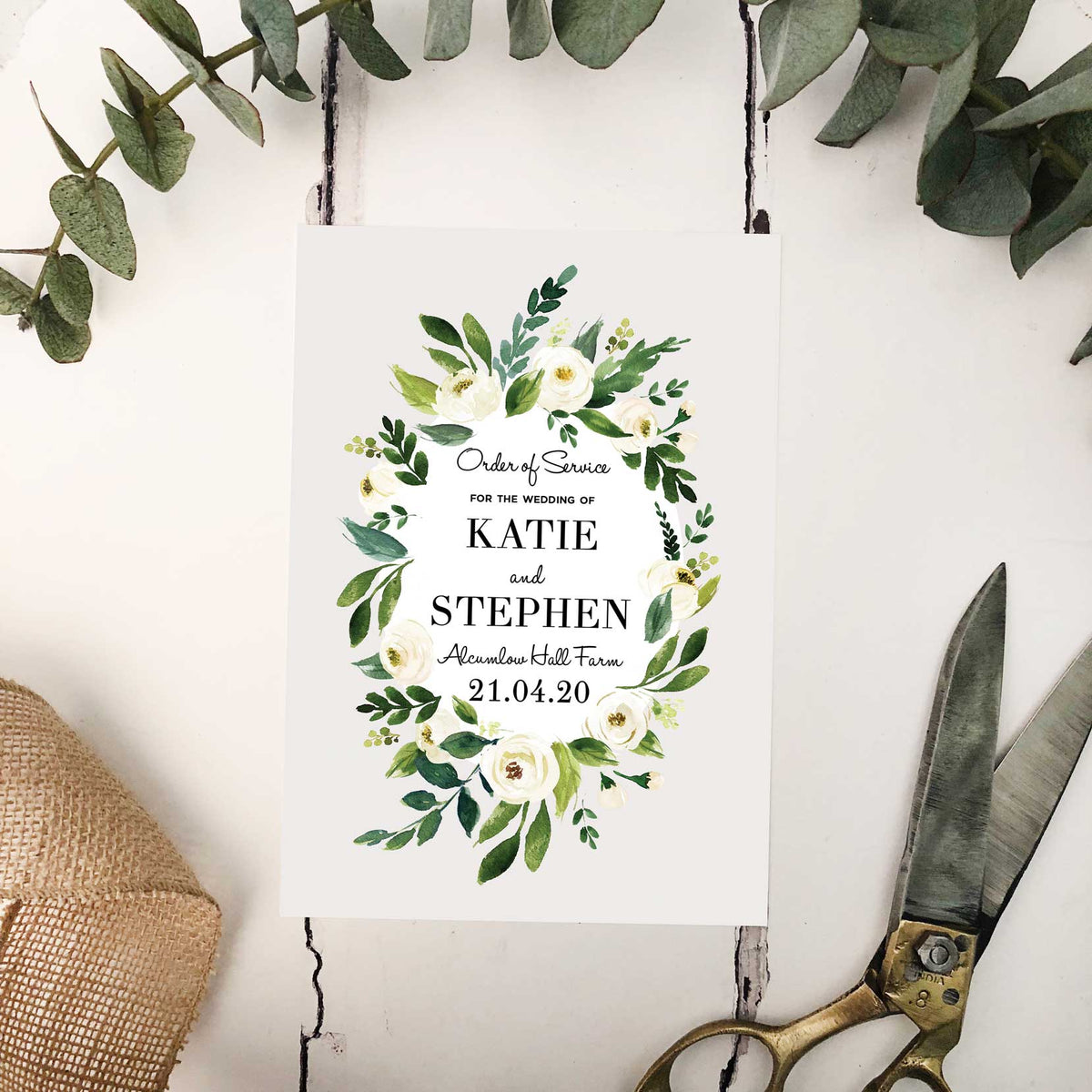 White Rose Order of Service – Emmy Designs