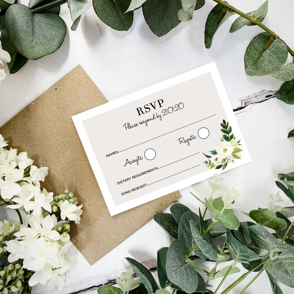 White Rose Envelope Liner – Emmy Designs